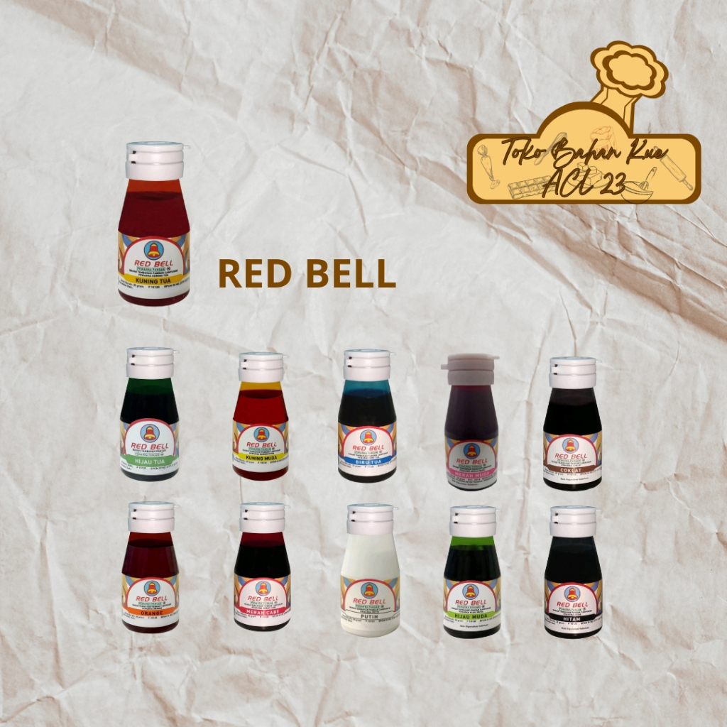 Jual Pewarna Makanan Red Bell Aneka Warna 30gr | Shopee Indonesia