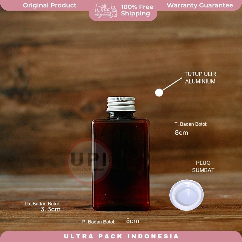 Jual KEMASAN MINUMAN BOTOL FOOD GRADE - BOTOL PET BOKO 100ML AMBER + PLUG SUMBAT + TUTUP ULIR ...