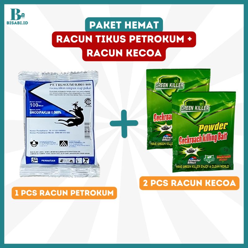 Jual [Paket Hemat] Racun Tikus Petrokum + Racun Kecoa Green Killer ...