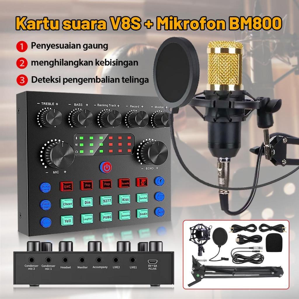 Jual KMP - Paket Microphone Condenser BM800 Plus Sound Card V8S Untuk Karoke, Live Streaming ...