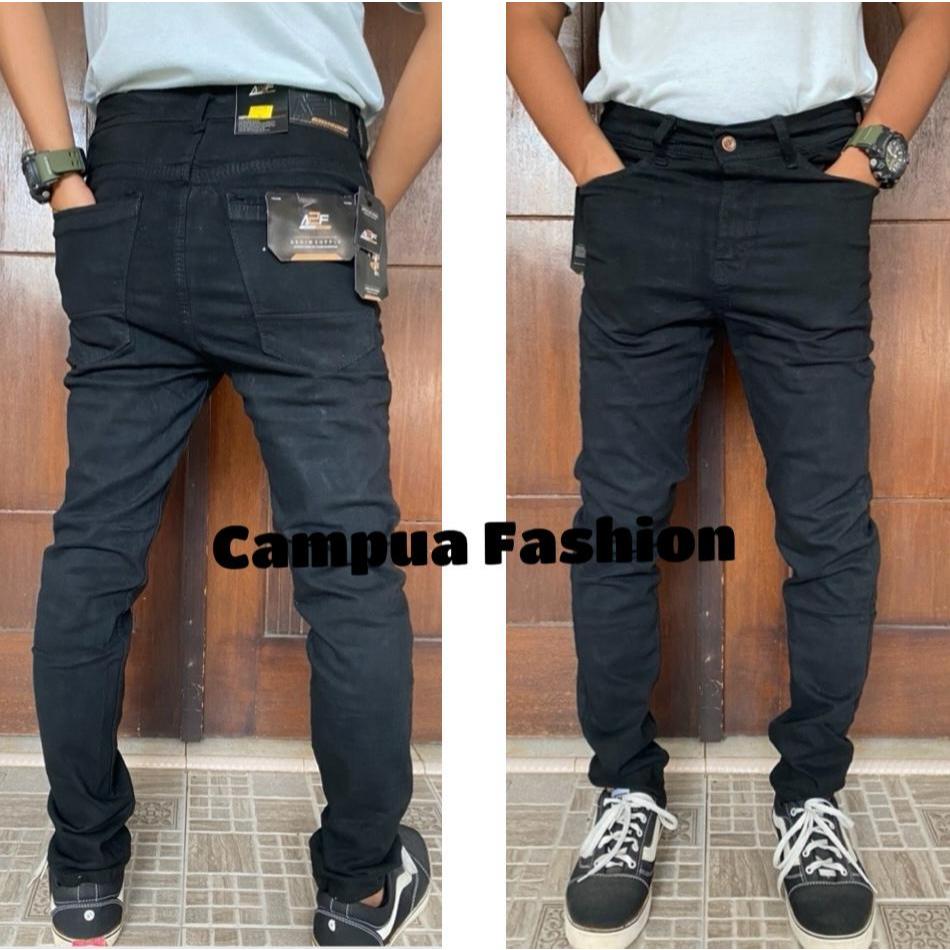 Jual Celana Jeans Panjang Hitam Pria Dewasa Cowok Cowo Laki Pensil ...