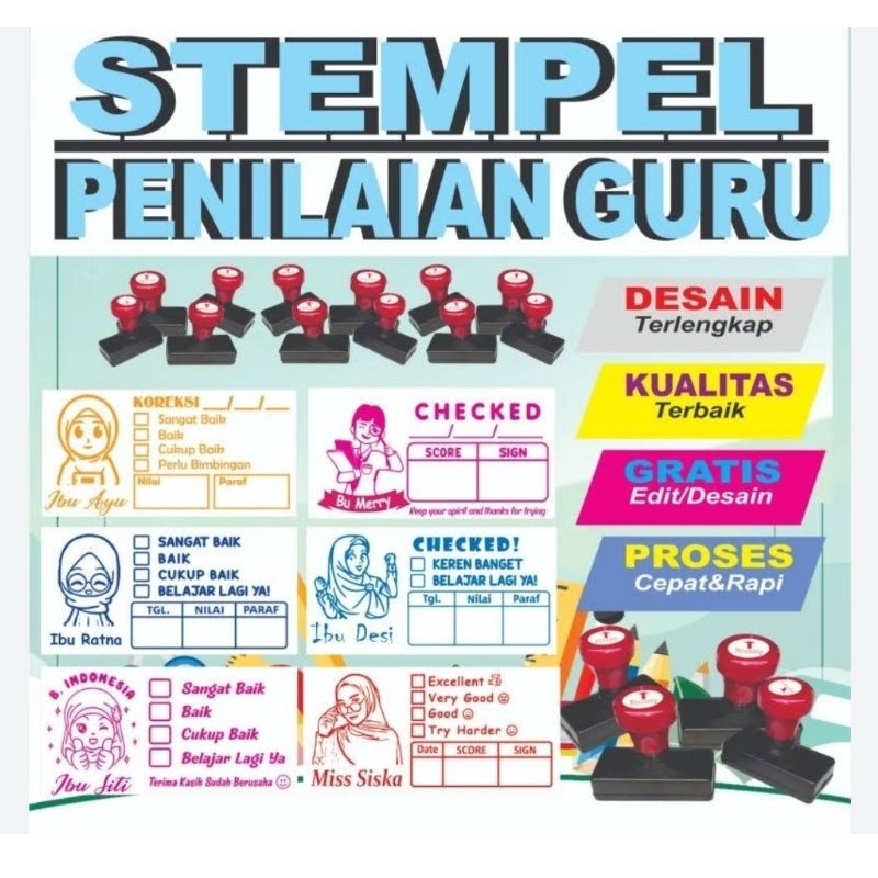 Jual STEMPEL NILAI GURU - STEMPEL OTOMATIS - FREE DESAIN+FOTO | Shopee ...