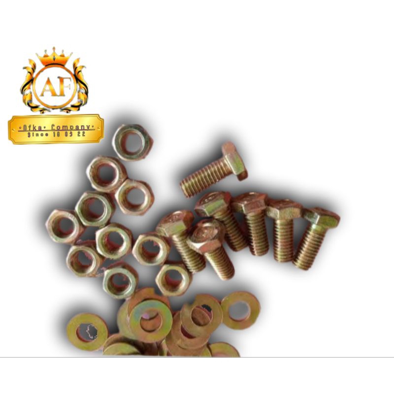 Jual Baut Mur + Ring kuningan 6x15 . (paket 10set) | Shopee Indonesia
