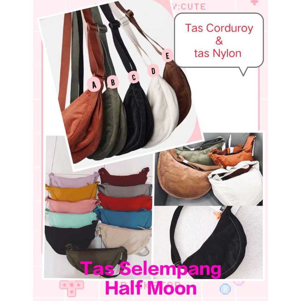 Jual Ekstra benefit TAS SELEMPANG nilon sling bag HALF MOON tas ...