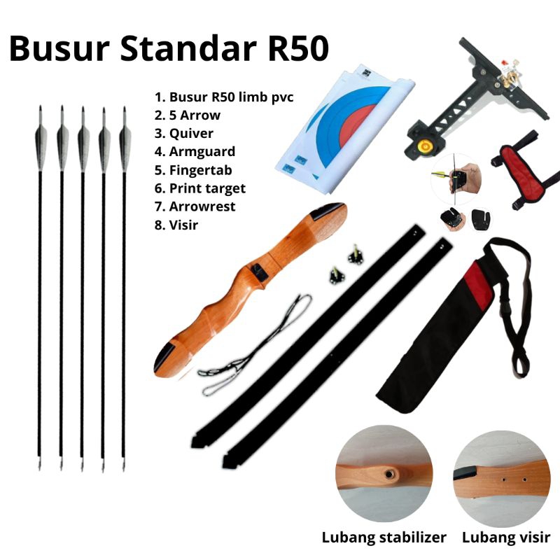 Jual Busur Panah Standar R50 Lengkap Pemula Dewasa | Shopee Indonesia