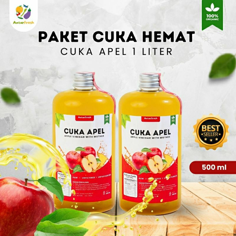 Jual Cuka Apel With Mother 1000 ML/AntarFresh Apple Vinegar | Shopee ...
