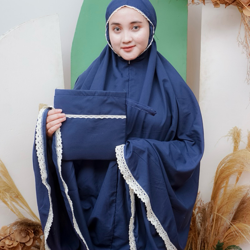 Jual Mukena Dewasa jumbo polos bahan katun micro premium Renda Bahan halus dan Adem Mukena 2in1 ...