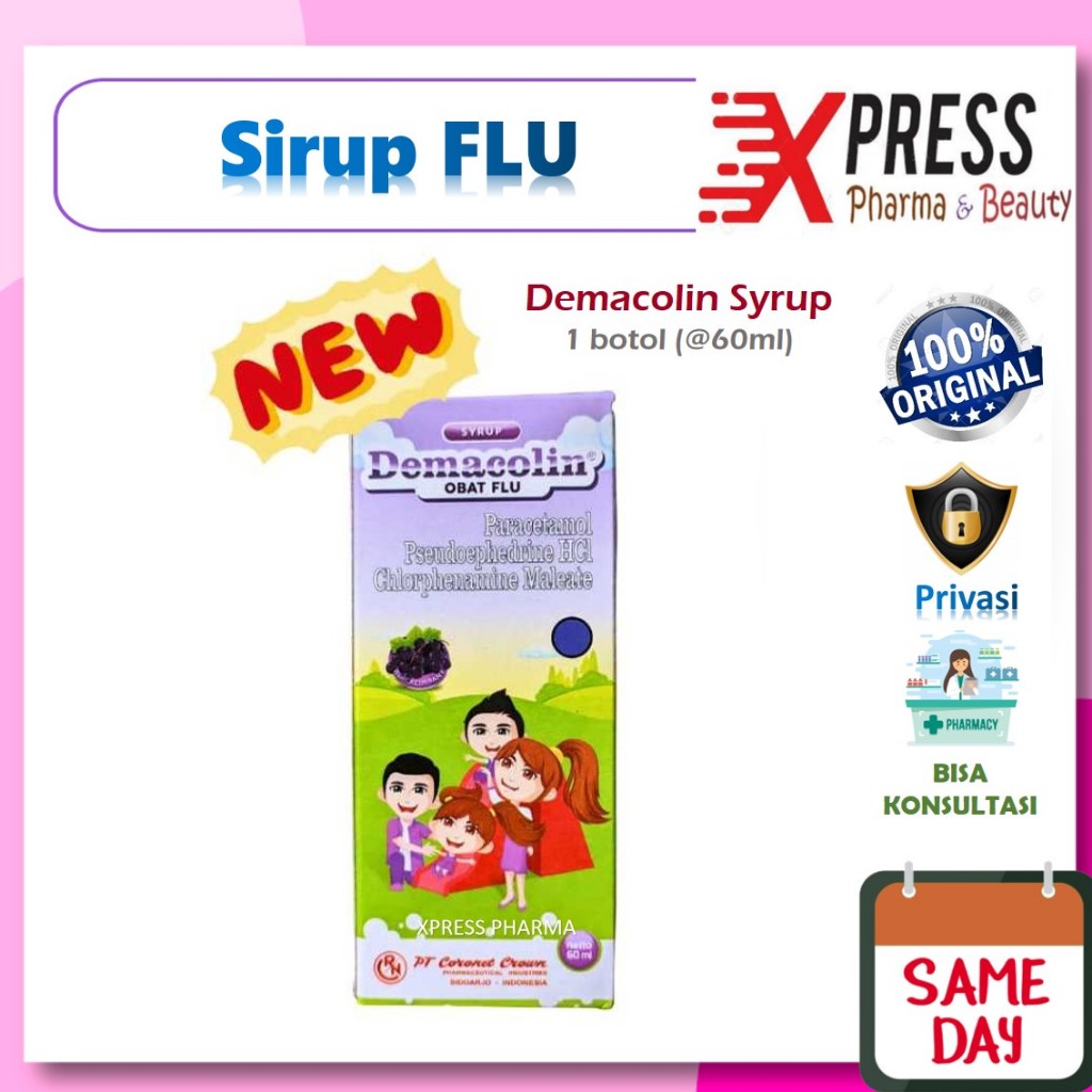 Jual ⚡XPRESS⚡ DEMACOLIN SIRUP 60 ml Obat batuk Pilek Flu Demakolin ...