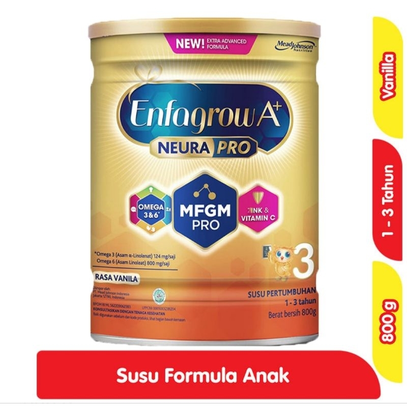 Jual Enfagrow A+ 3 Susu Formula Anak 1-3 Tahun Vanila 800 gr | Shopee ...