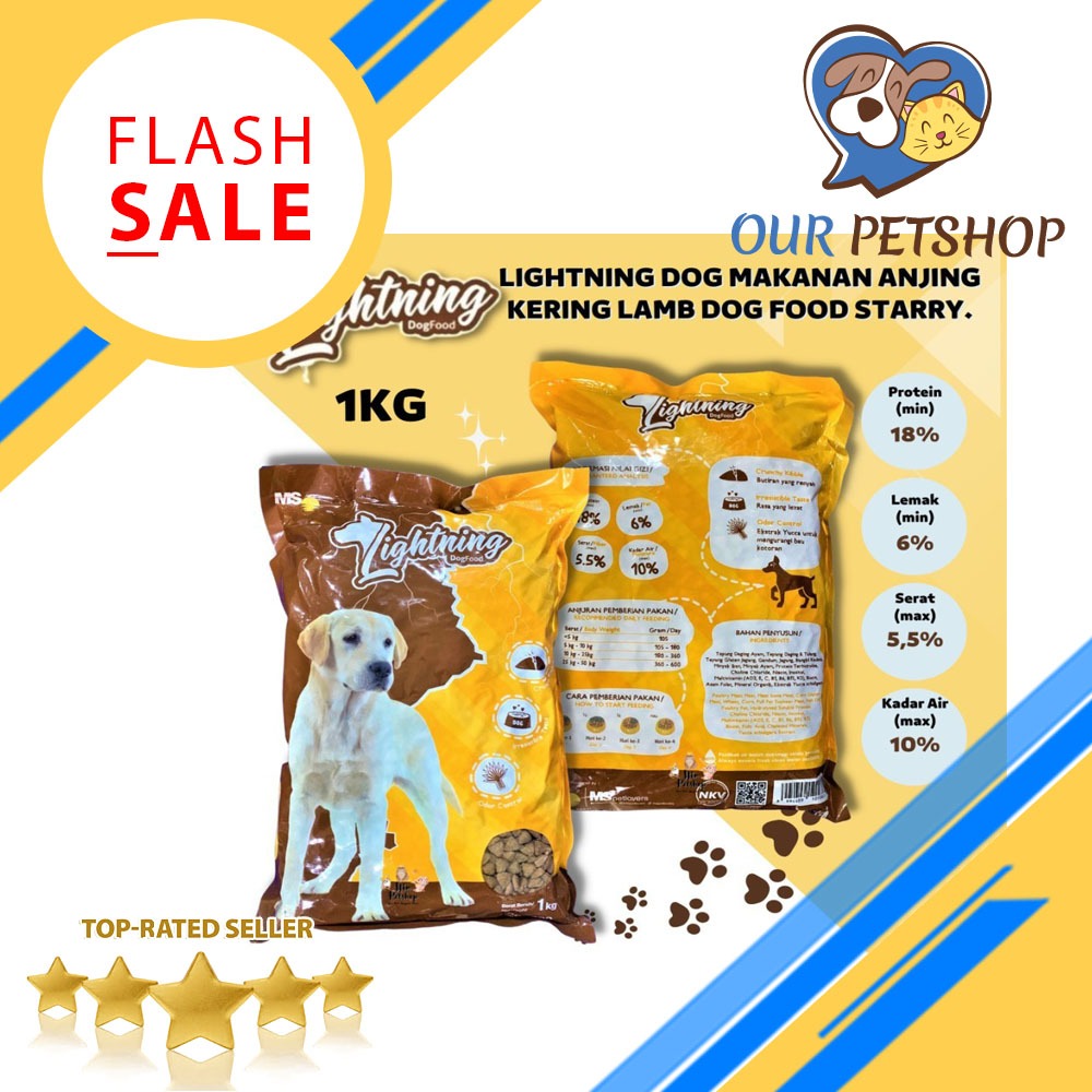 Jual LIGHTNING DOG 800gr Beef Flavor - Makanan Anjing Kering LIGHTNING ...
