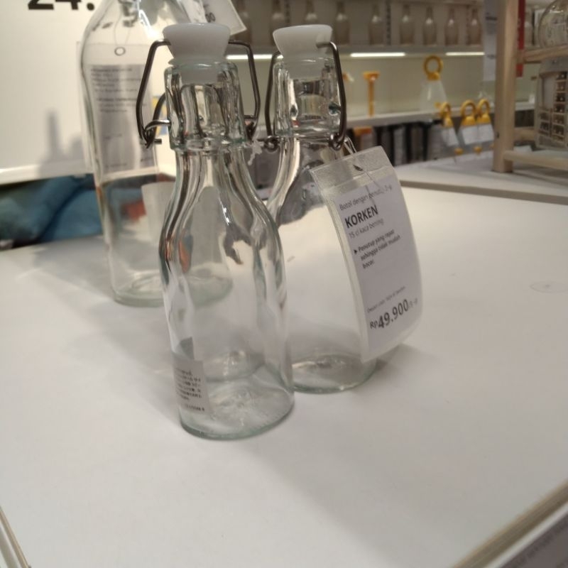 Jual Botol Kaca 3Pc 15Cl Ukuran Mini 150Ml Korken water coffee bottle ...