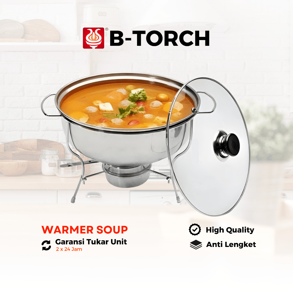 Jual B-TORCH Panci SOP Bulat Prasmanan Warmer Tutup Kaca Ukuran Besar ...
