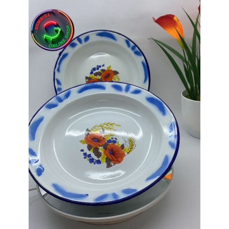 Jual piring enamel/piring seng/piring jadul 22cm | Shopee Indonesia