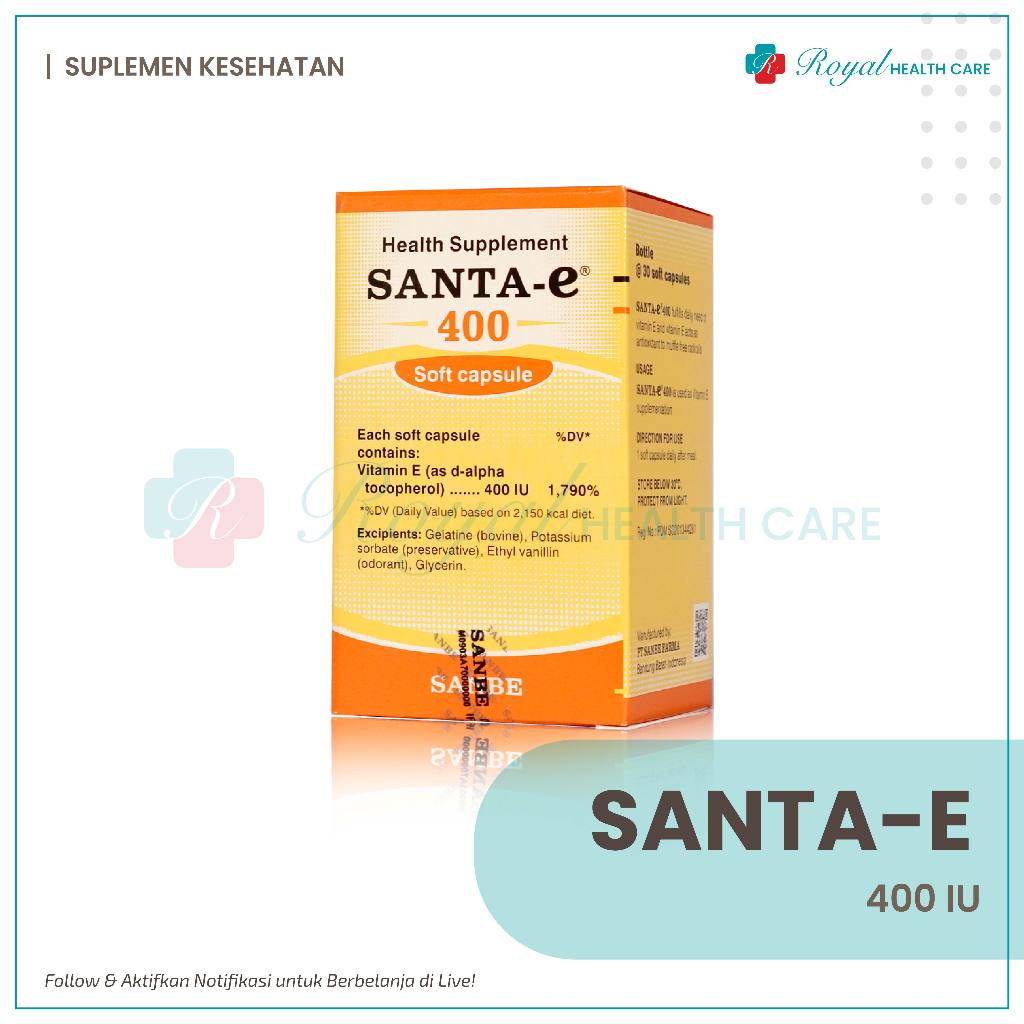 Jual SANTA-E 400 IU BOTOL ISI 30 Kapsul Antioksidan dan Memenuhi ...