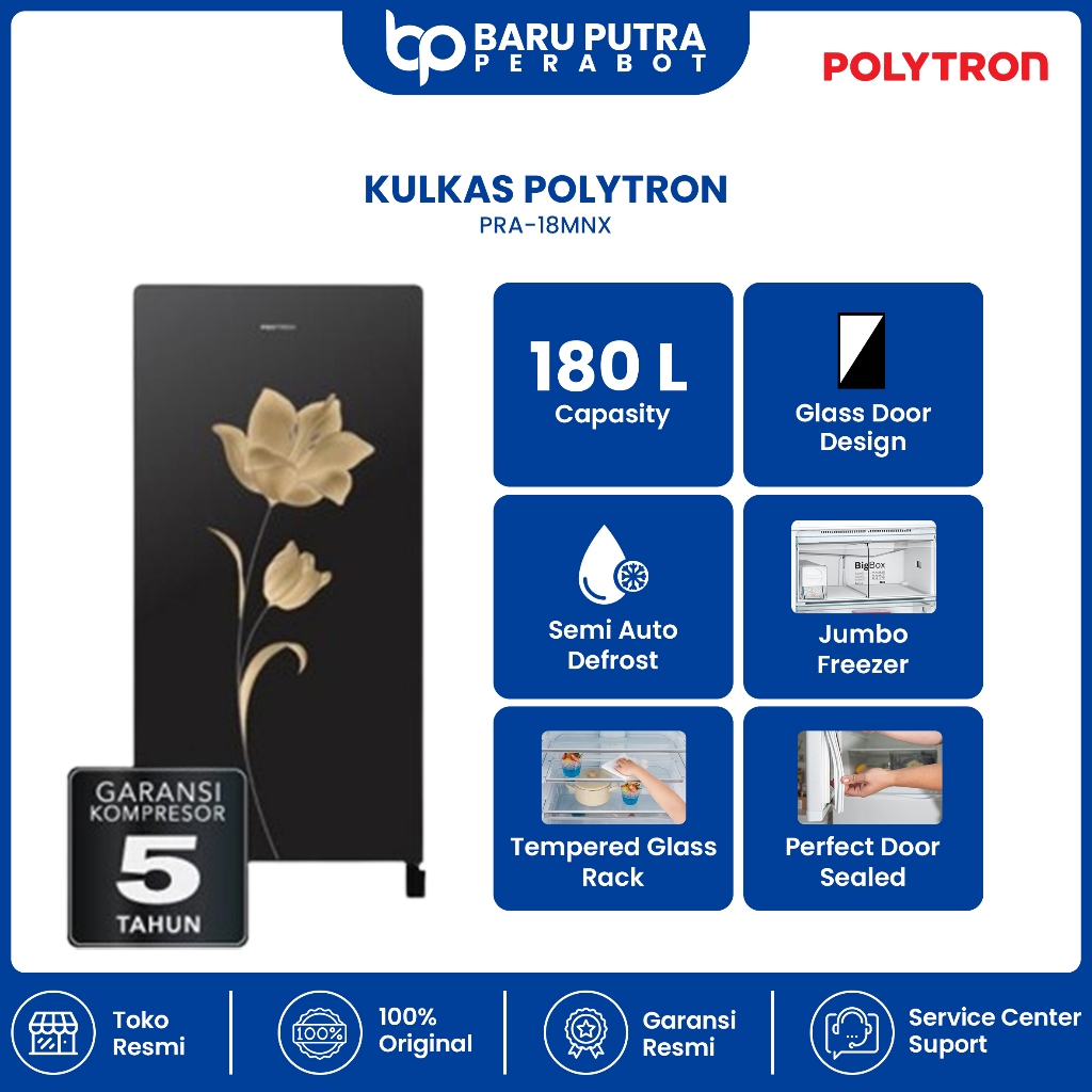 Jual Kulkas 1 pintu Polytron PRA-18MNX 180Liter Garansi Resmi | Shopee ...