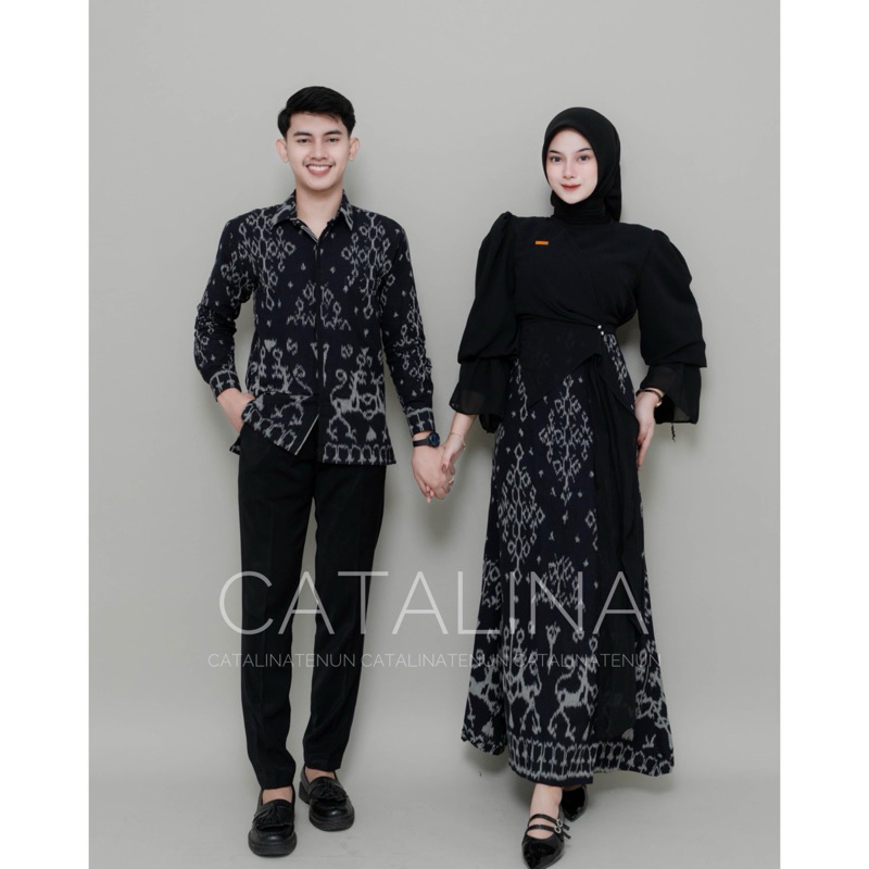 Jual baju tenun couple laras black sumba- baju couple kondangan - baju ...