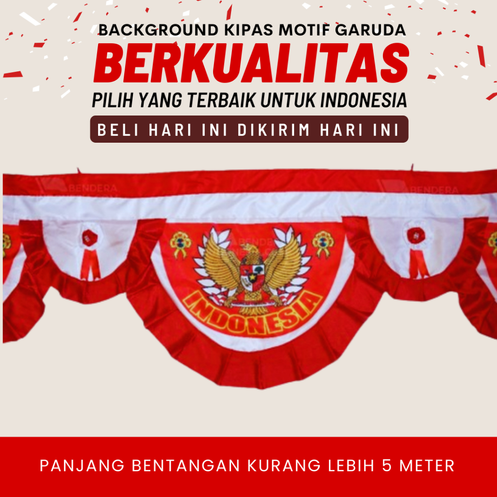 Jual Bendera Background Kipas Motif Sablon Garuda Backdrop Gelombang ...