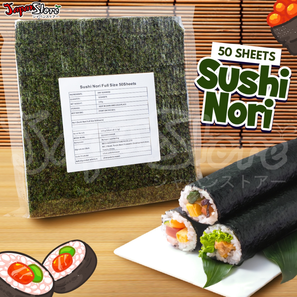 Jual Nico-Nico Yaki Sushi Nori (50 Lembar) [Rumput Laut Sushi] | Shopee Indonesia