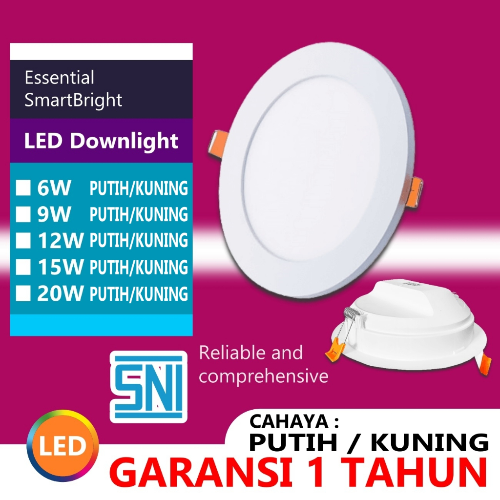 Jual Lampu LED Downlight Putih 6 Watt 9 Watt 12 Watt 15 Watt 20 Watt ...