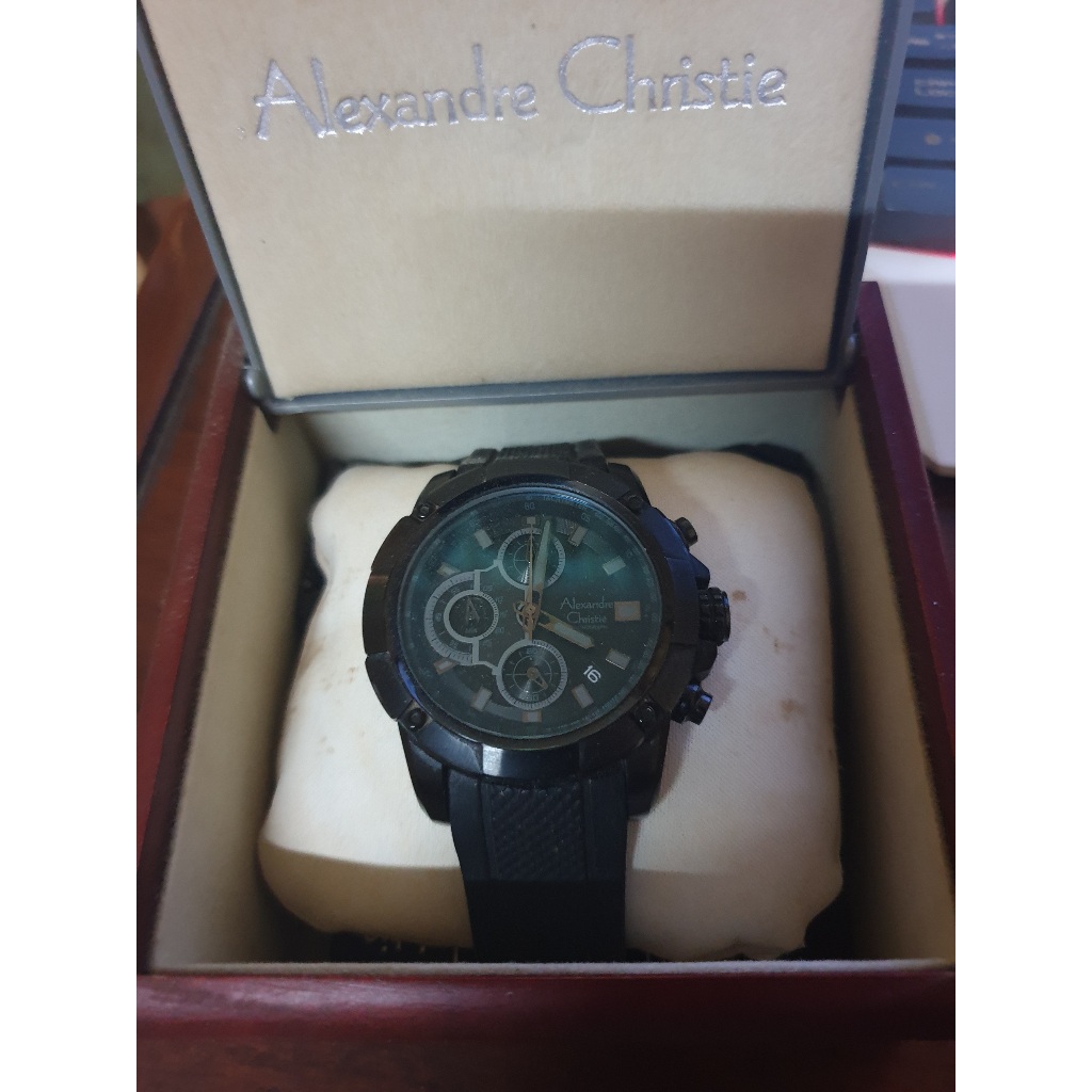 Jual Jam alexandre christie full black original | Shopee Indonesia