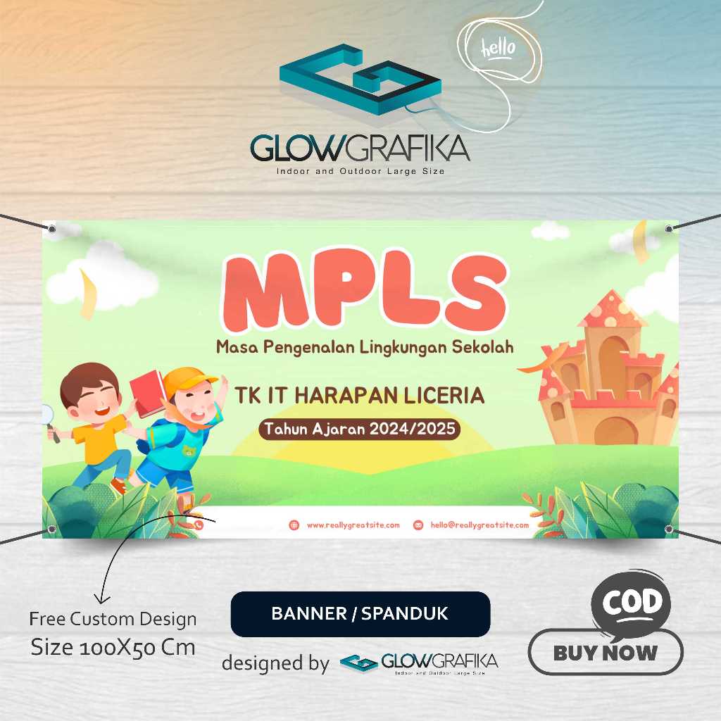 Jual Cetak Spanduk Banner MMT Hijau Warna Warni Ilustrasi Lucu Masa ...