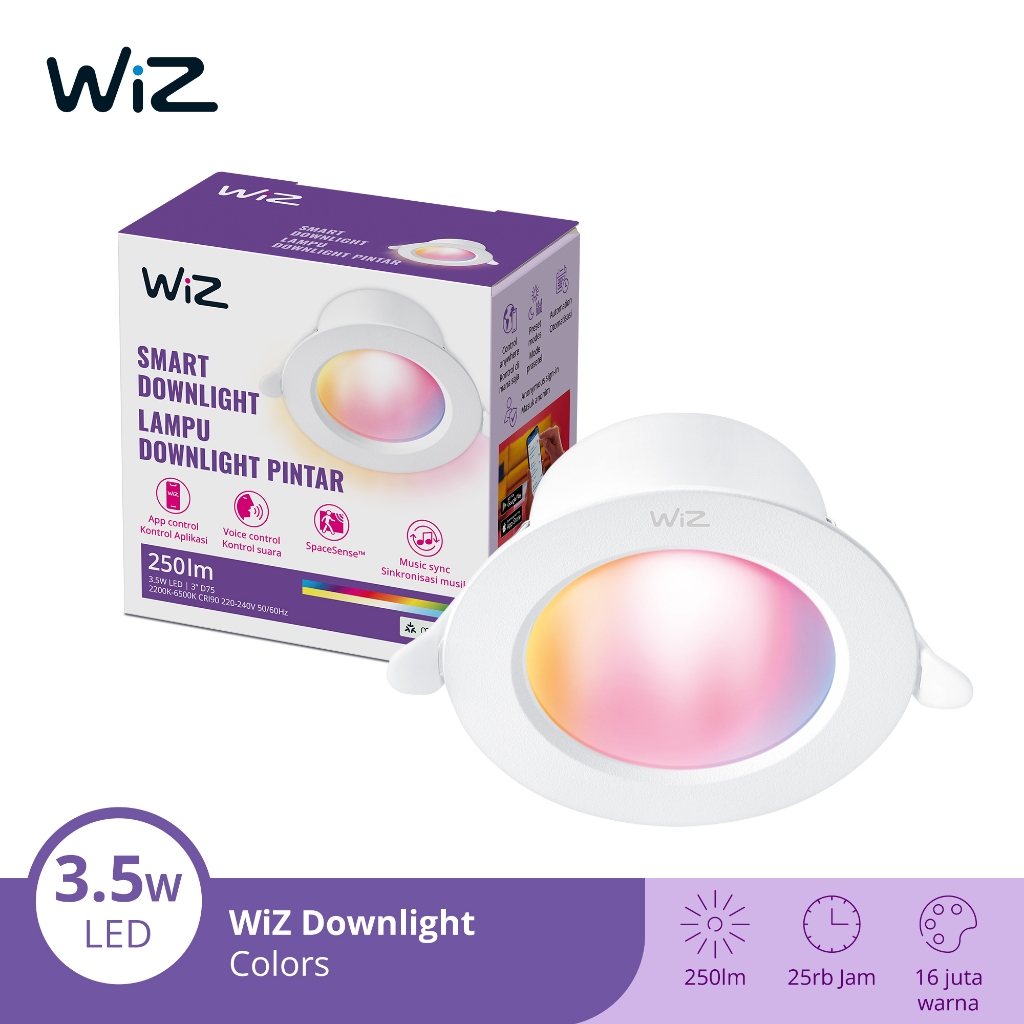 Jual WiZ Lampu Smart LED Downlight WiFi RGB - Lampu Ceiling Plafon Panel 3,5W, 6,5W, 10W, 12W ...