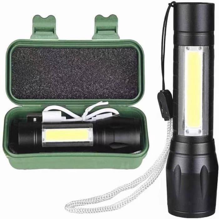 Jual Senter Swat Mini Zoom Super Terang Senter Swat Led COB Light Rechargeable 3 Mode ...