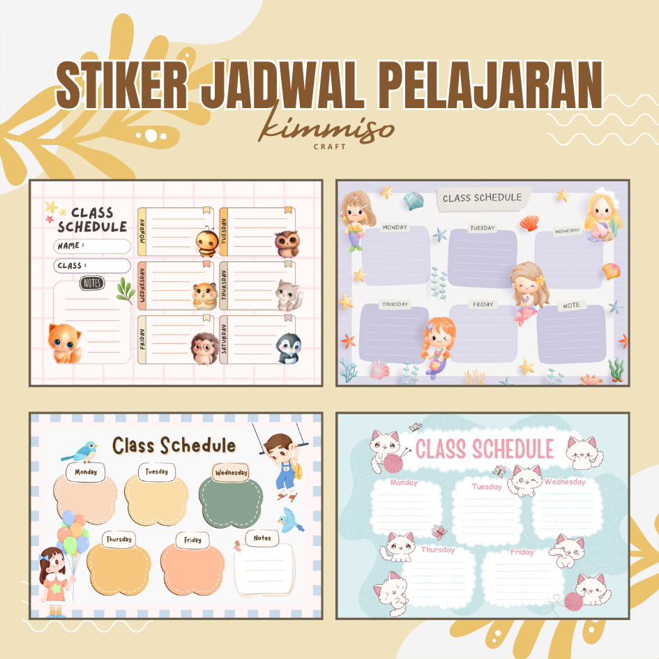 Jual [Kimmiso] Stiker Jadwal Pelajaran Kelas - Sticker / Poster Jadwal ...