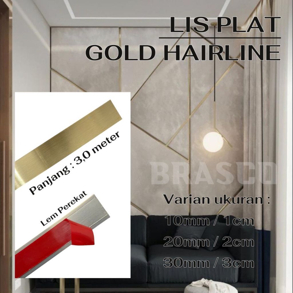 Jual List Plat Grade A+ Strip 3 Meter + Lem Perekat Gold Black Silver ...