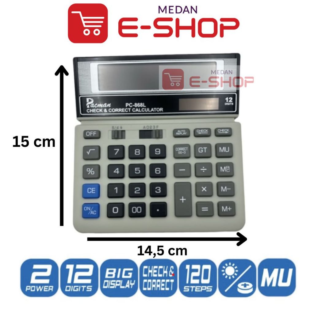 Jual Kalkulator 12 Digits PC-868L Check Correct Besar Calculator Bisa ...