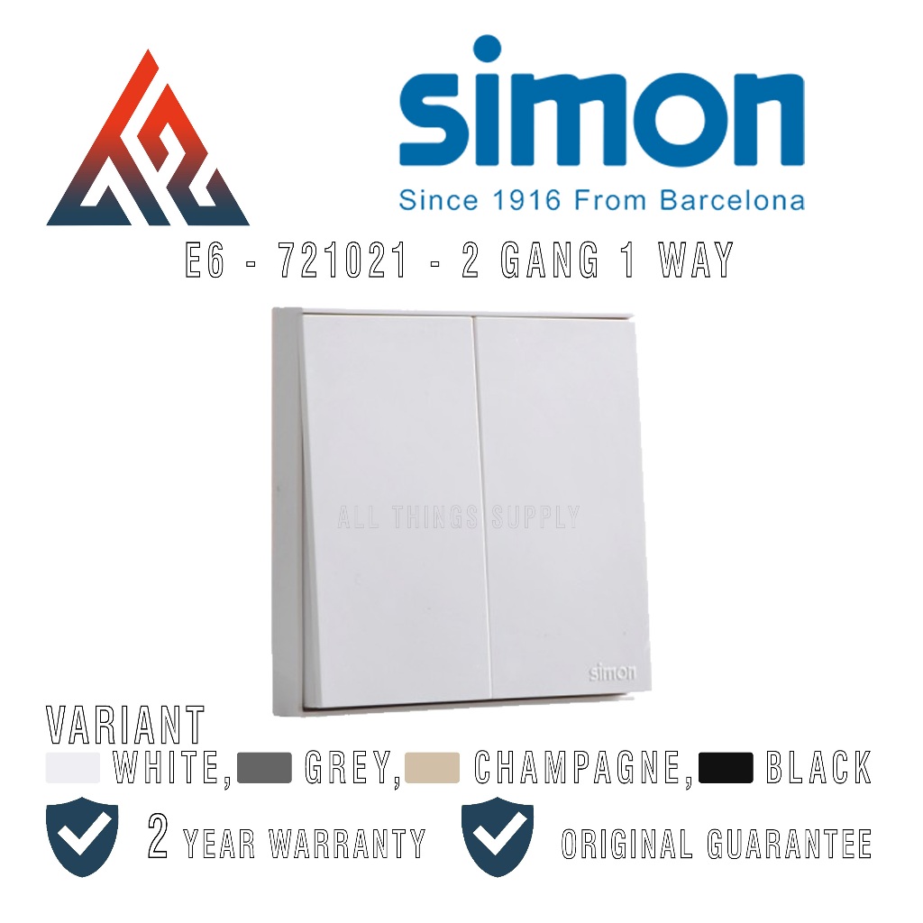 Jual Simon E6 Saklar Lampu Seri 2 Gang 1 Way Double - 721021 | Shopee ...
