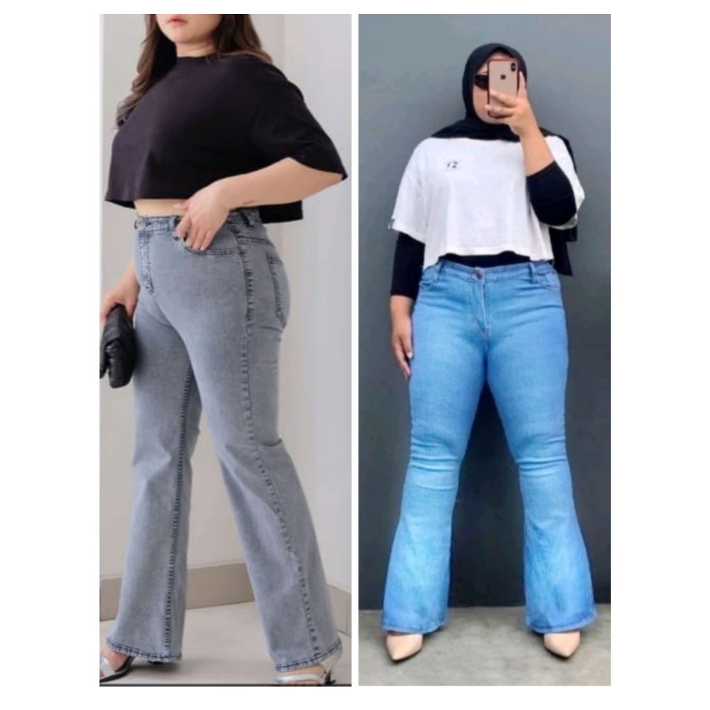 Jual Celana Cutbray Jeans Jumbo Big Size Celana Wanita Cut Bray Korean ...