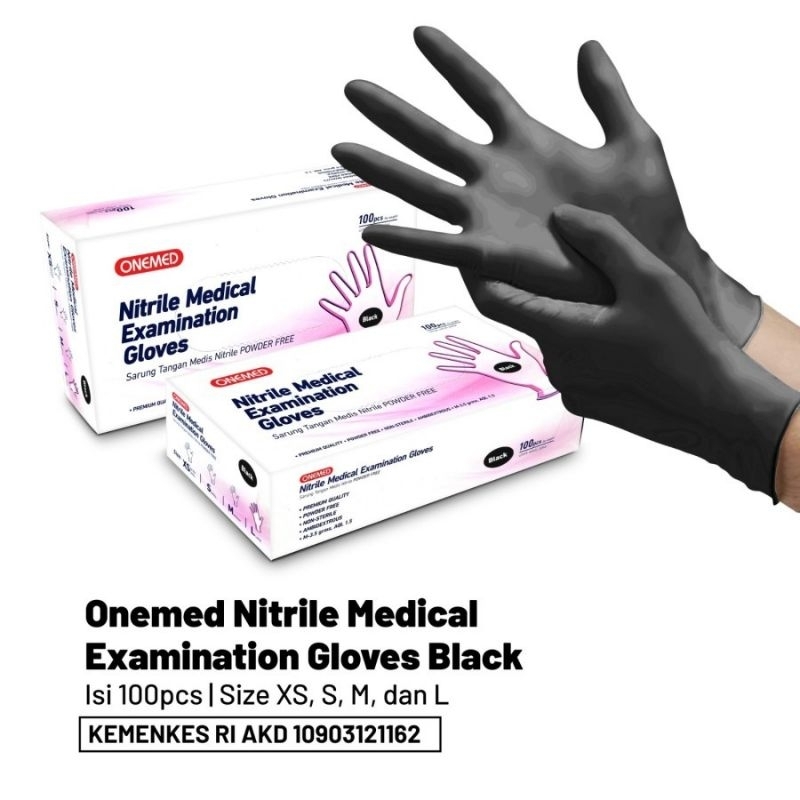 Jual Onemed Nitrile Black gloves Onemed ECER SATUAN (HARGA 1 BIJI ...