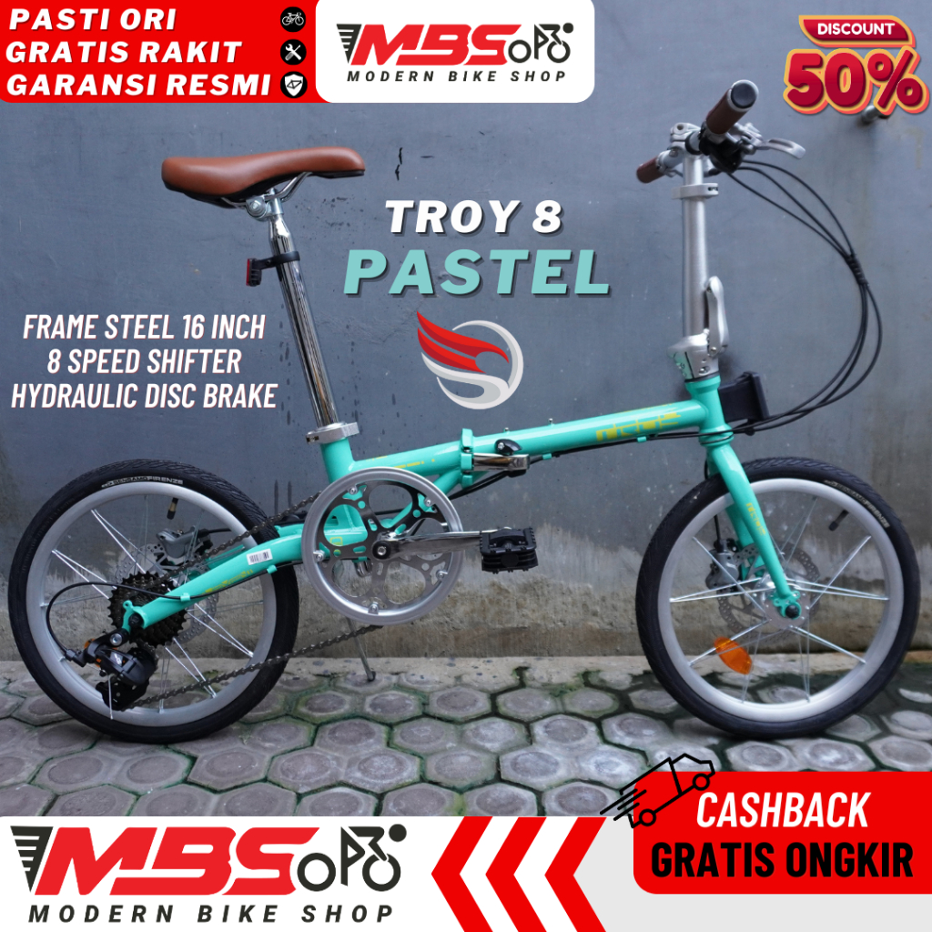 Jual ELEMENT TROY 8 SPEED PASTEL SEPEDA LIPAT 16 INCH DEWASA REMAJA FRAME STEEL REM HIDROLIK ...