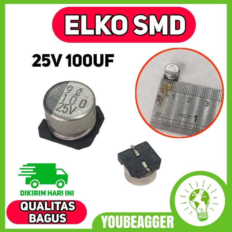 Jual Elko smd 25v 100uf capacitor 100 25v smd | Shopee Indonesia