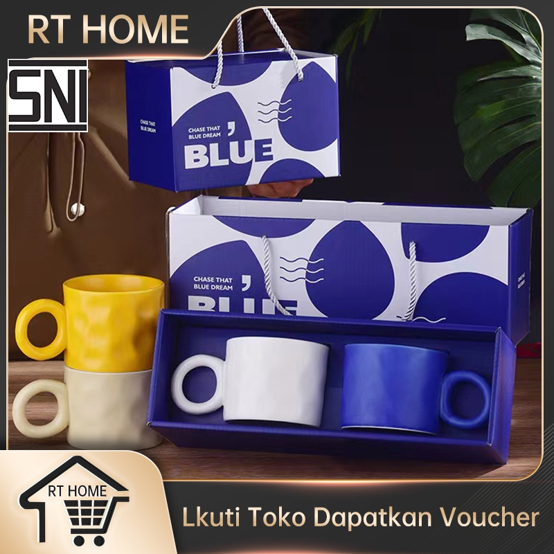 Jual RT HOME mug keramik biru telinga besar cangkir keramik cangkir ...