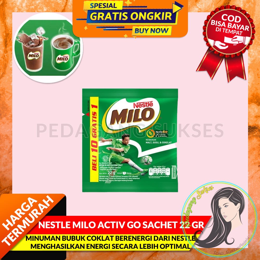 Jual (ECERAN PER 1 PCS ) NESTLE MILO ACTIV GO SACHET 22 GRAM ACTIVE SUSU COKLAT Minuman Serbuk ...