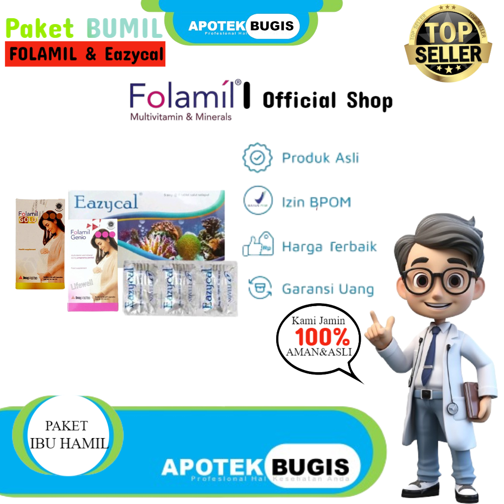 Jual Paket Bumil Folamil Gold + Eazycal untuk bumil paket lengkap untuk kebutuhan calsium ...