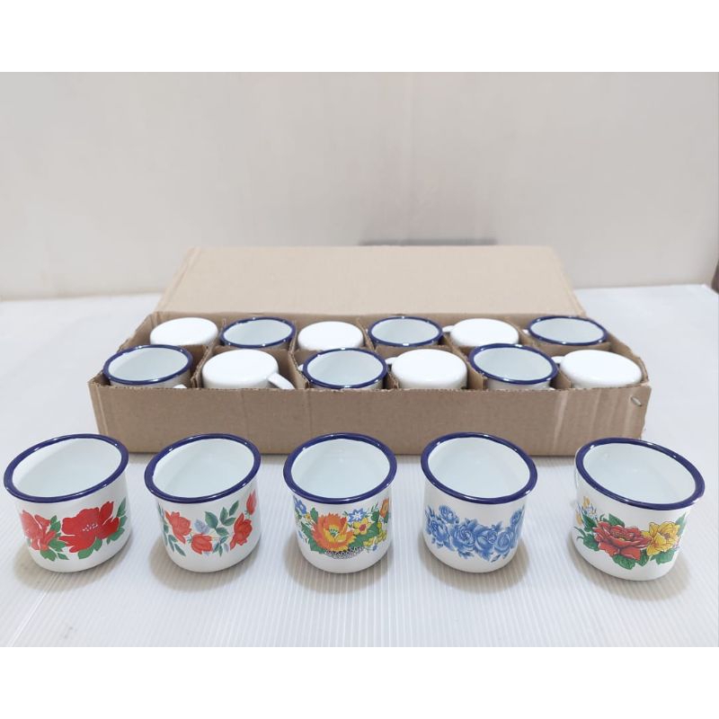 Jual Gelas Cangkir Mug Seng Jadul Enamel Ukuran 6 Cm 1 Lusin / 12 Pcs ...