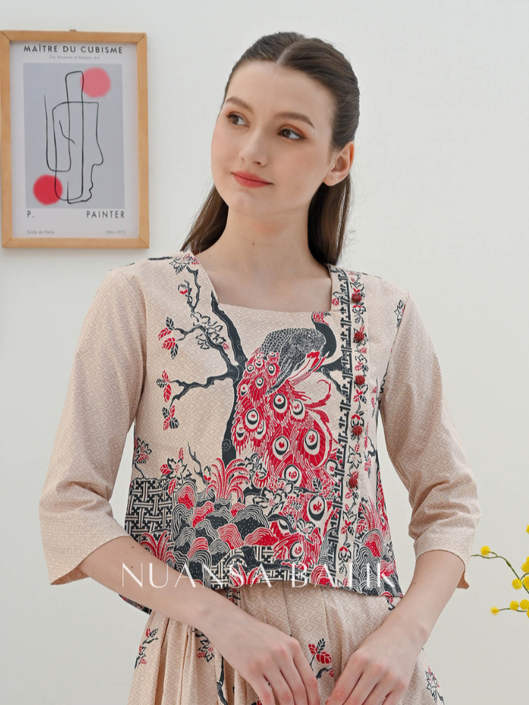 Jual Nuansa Batik Blouse Batik Model Crop Lengan 7/8 Bahan Katun ...
