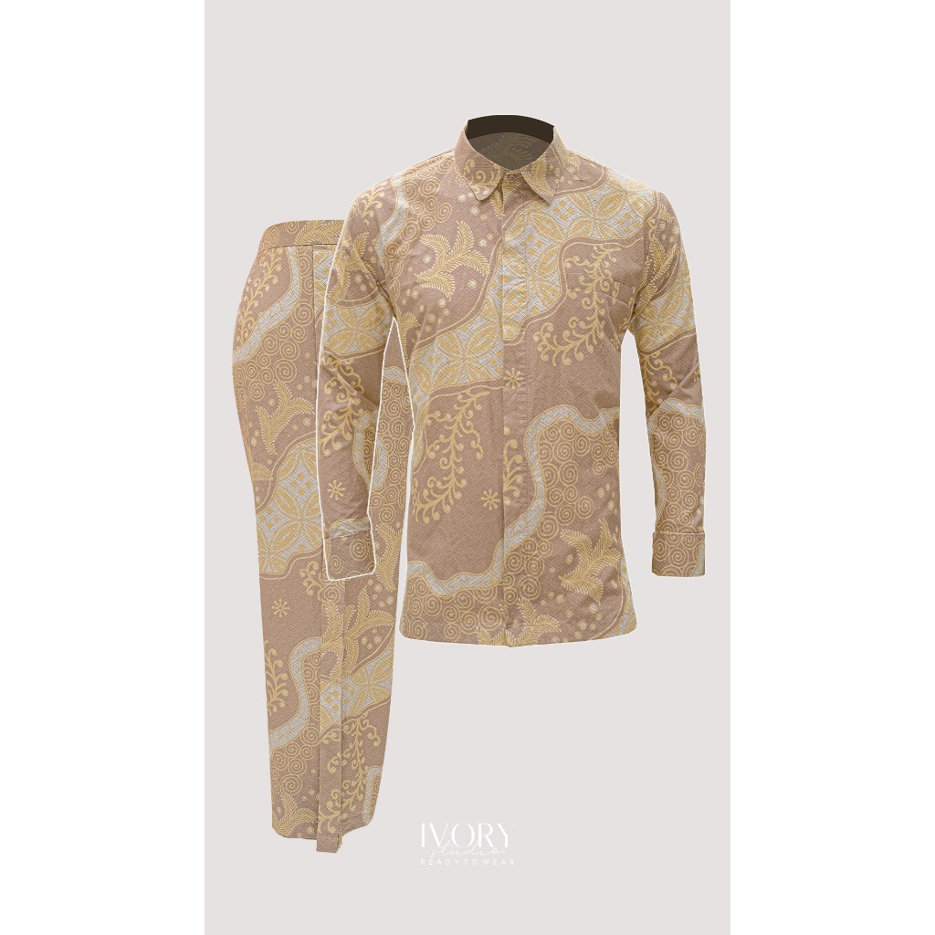 Jual Batik Couple | Batik Rose Mocca mix Yellow | Shopee Indonesia