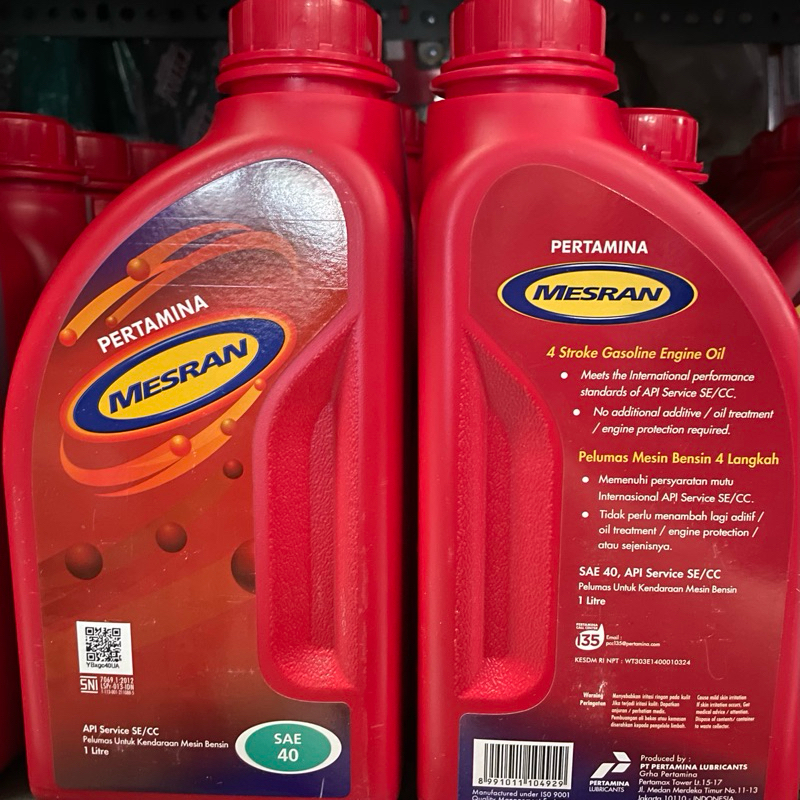 Jual Oli Pertamina Mesran SAE 40 1L mesin bensin diesel mobil motor ...