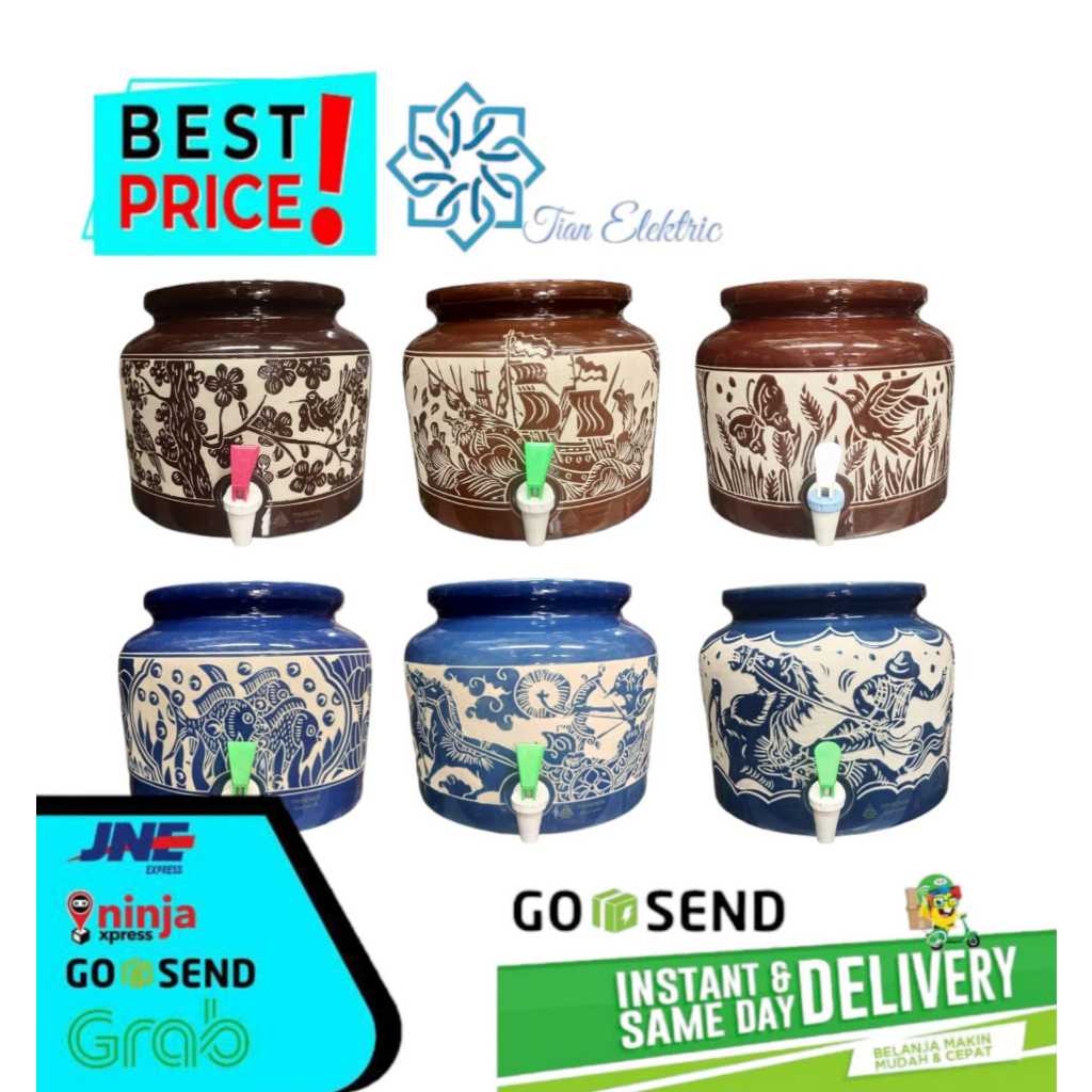 Jual KHARISMA TRISENSA Ceramics Guci Galon Air Motif Ukir | Shopee ...