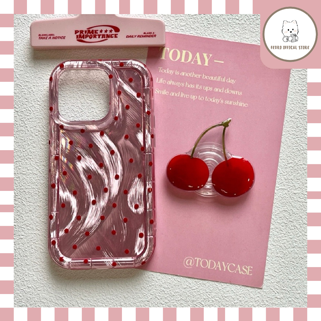 Jual [READY COD] Case iPhone Cherry Pink Acrylic Free Popsocket ...