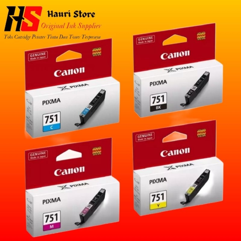 Jual Tinta Cartridge Canon 751 Black, 751 Cyan, 751 Magenta, 751 Yellow ...