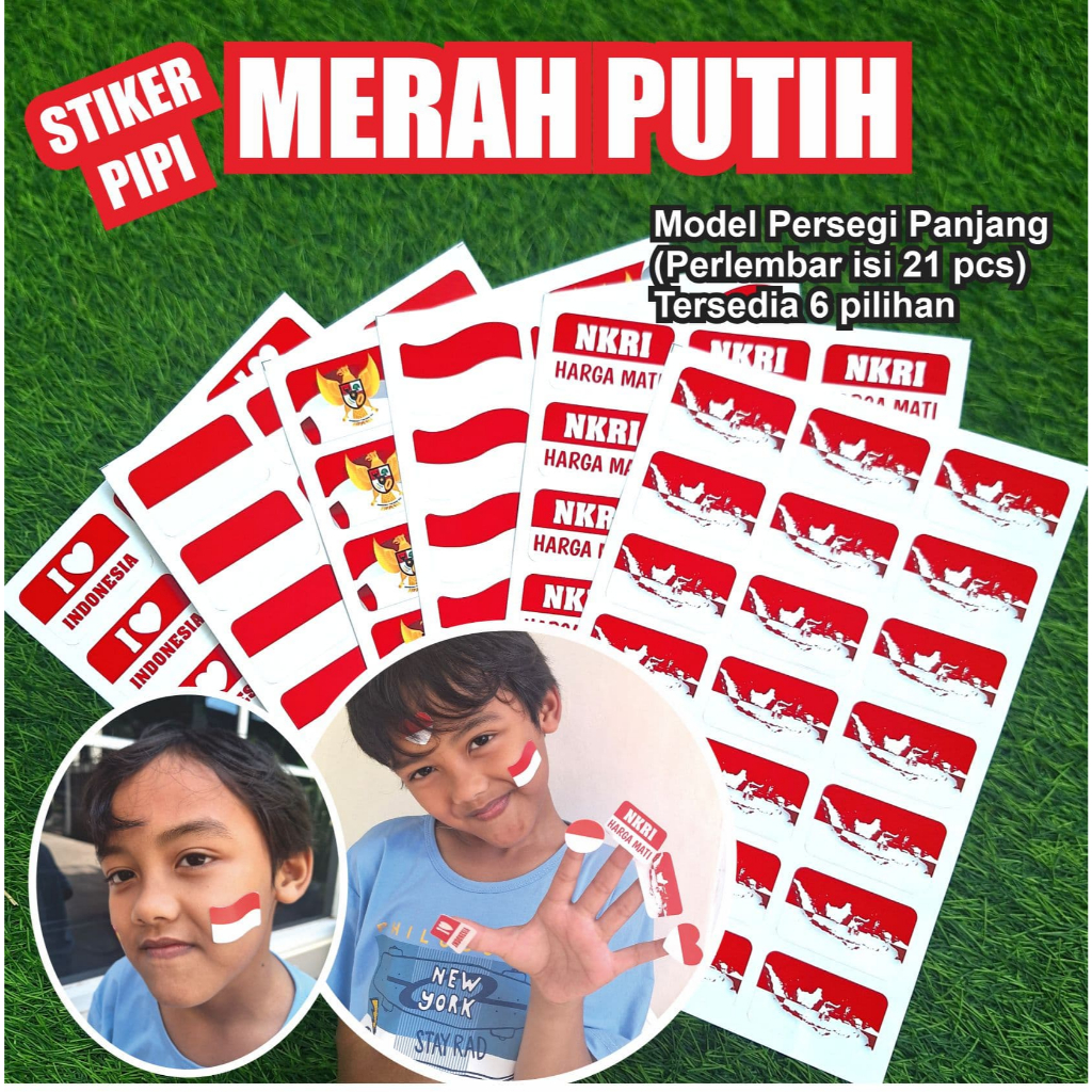 Jual Stiker Tempelan Pipi Bendera, Sticker Pipi Merah Putih, Indonesia ...