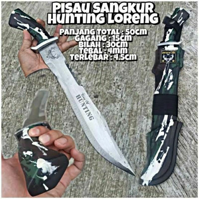 Jual pisau loreng hitam rambo hunting siap pakai knife | Shopee Indonesia
