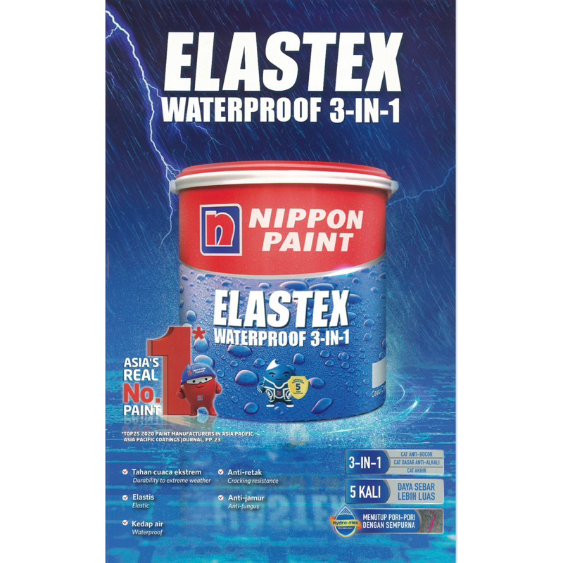 Jual Nippon Paint Elastex Waterproof 3-in-1 Cat Tembok Pelapis Anti Bocor Galon 4 Kg / Pail 20 ...