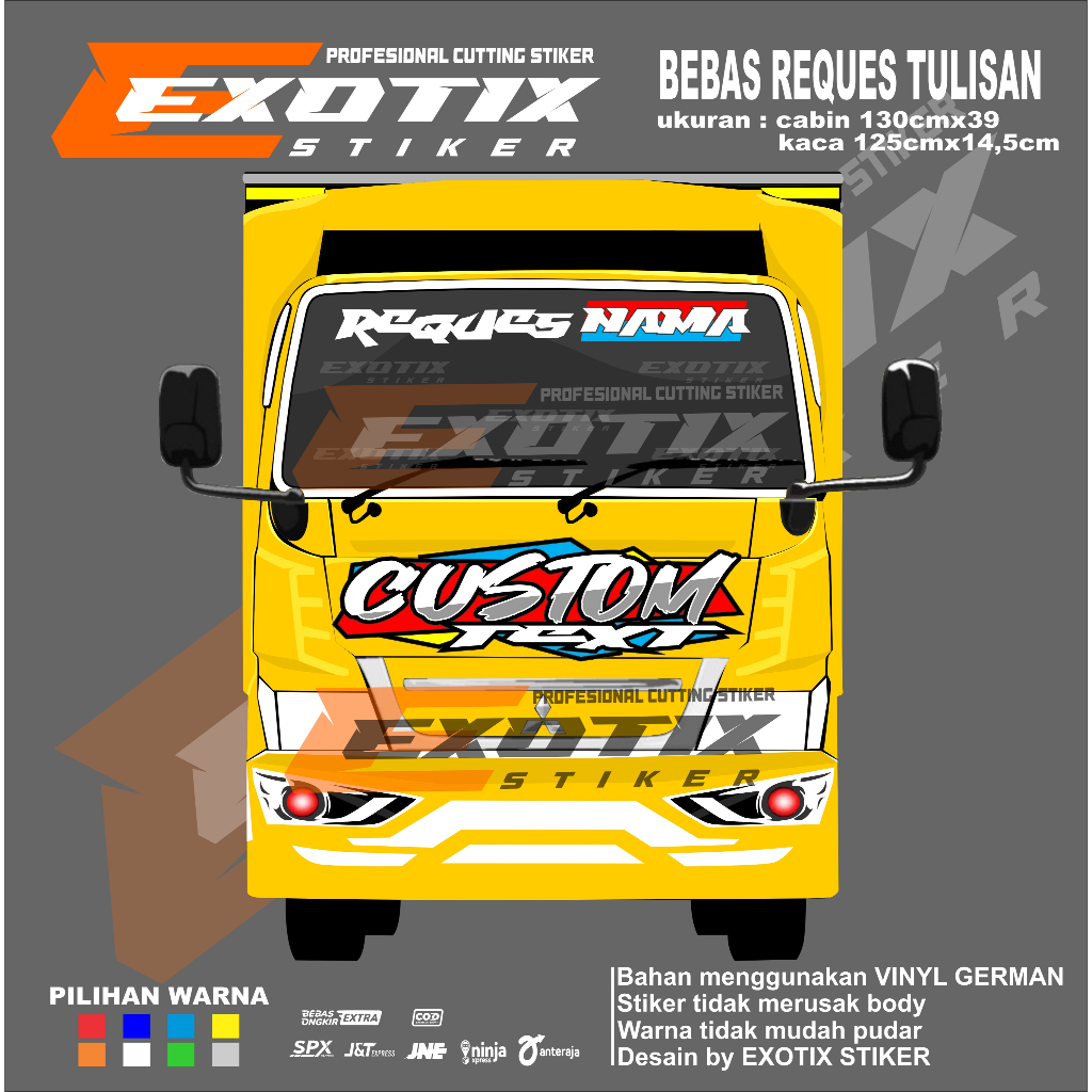 Jual Stiker cutting cabin depan truk stiker cuting custom text stiker ...