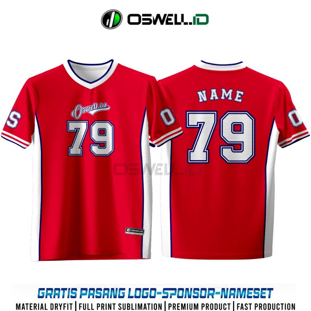 Jual JERSEY VARSITY MERAH UNISEX / JERSEY COUPLE / JERSEY TEAM BISA ...